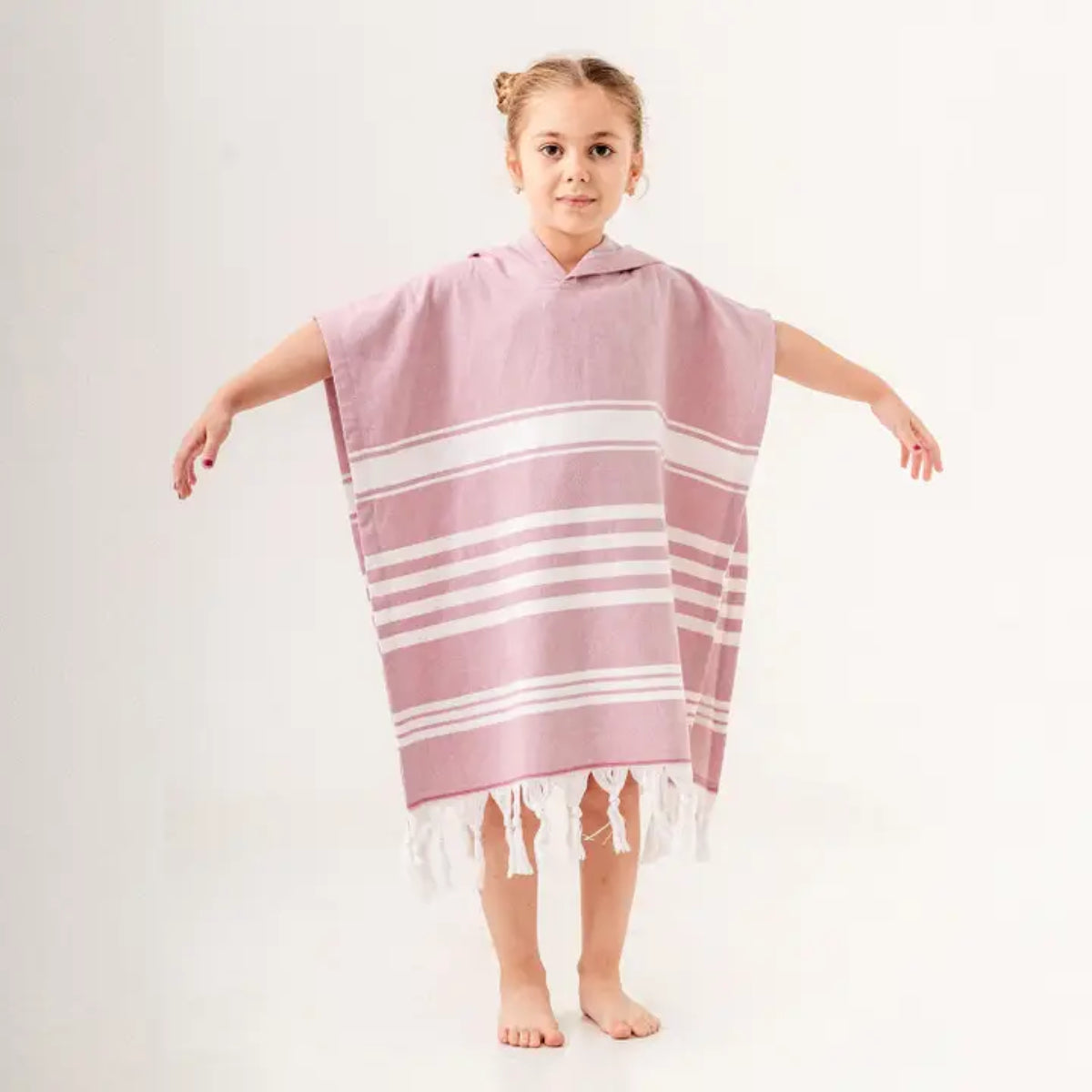 Kikoya Kids Hooded Poncho Changing Towel Terrybacked in Rose
