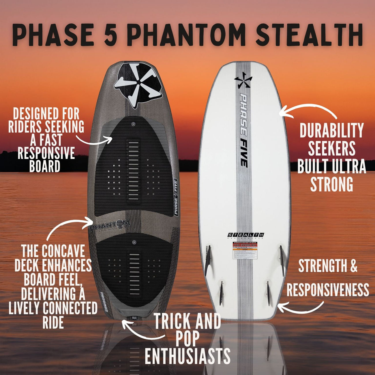 Phase 5 Phantom Stealth – Surf Style Wakesurf Board | BoardCo