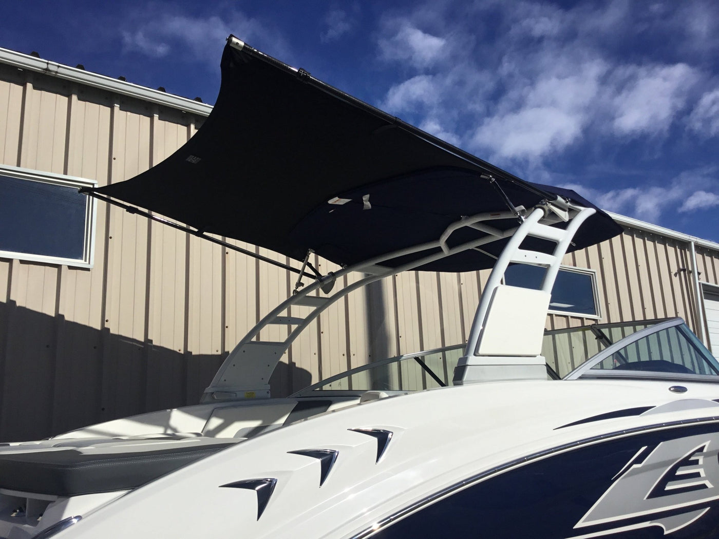 5' Tower Mounted Shade Sail 23' Chaparral with Velocity Tower