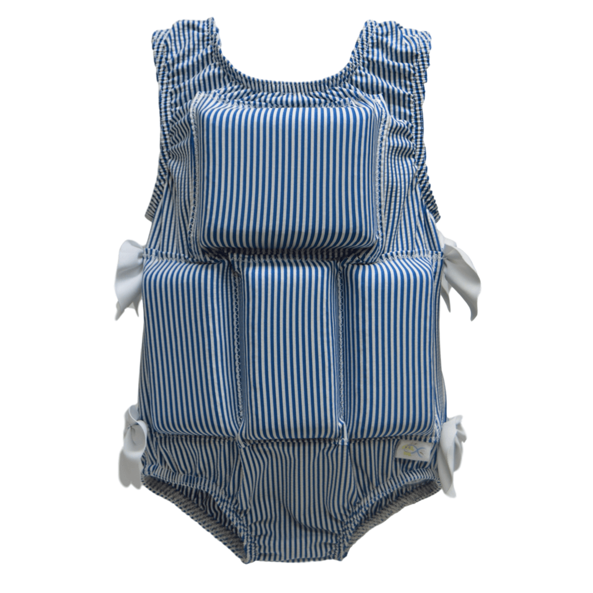 My Pool Pal Girl's Flotation Swimsuit Blue Seersucker