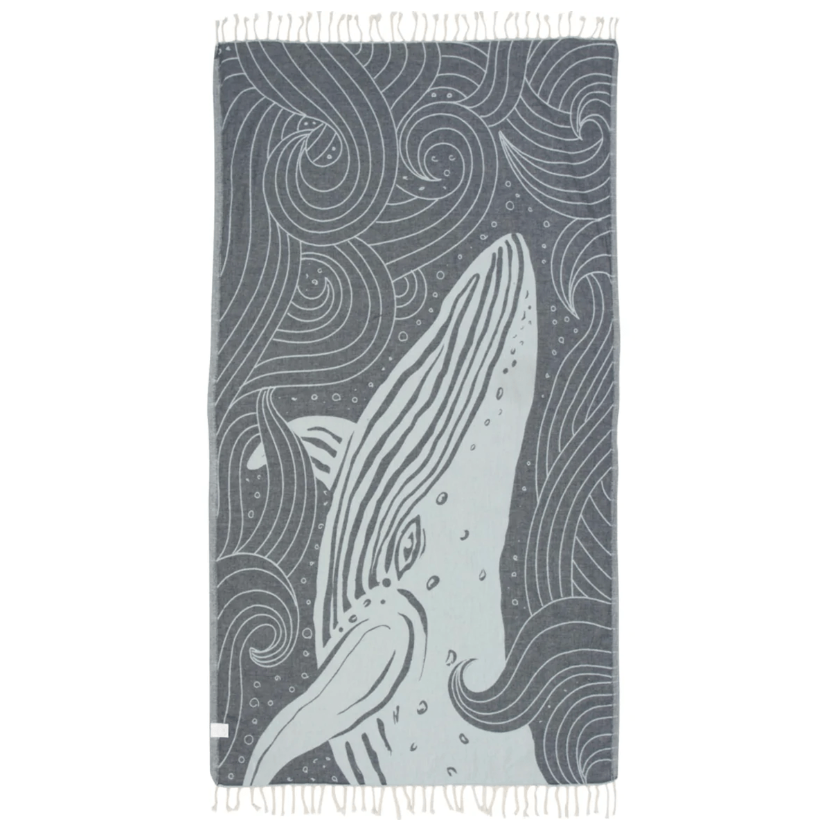 Sand Cloud Blue Swirl Waves Whale Beach Towel | Turkish Cotton