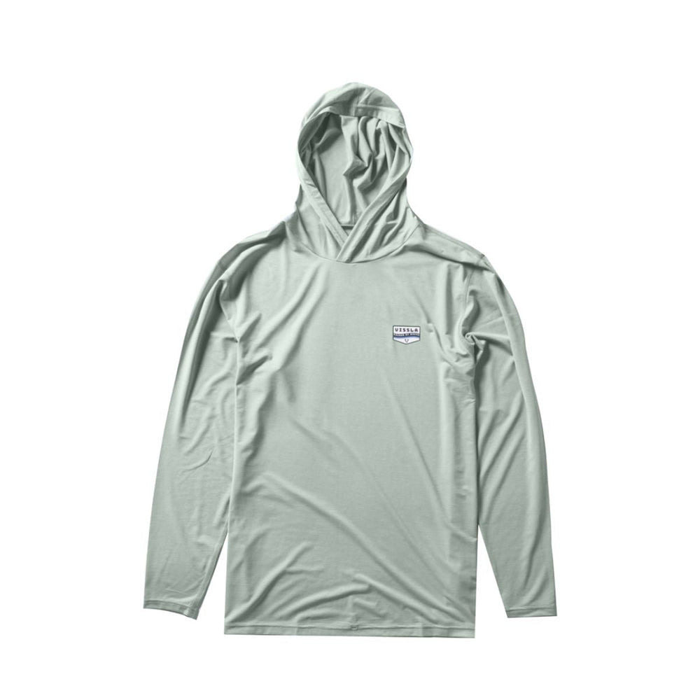Vissla Twisted Eco Hooded LS Rash Guard in Sea Green Heather
